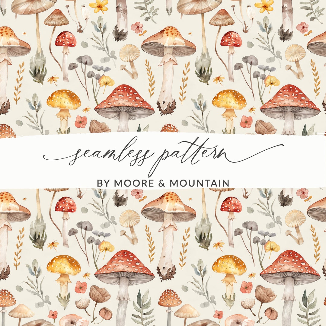 Mushrooms Background Repeating Pattern Cottagecore Mushroom Background Pattern Tiling Mushrooms ...