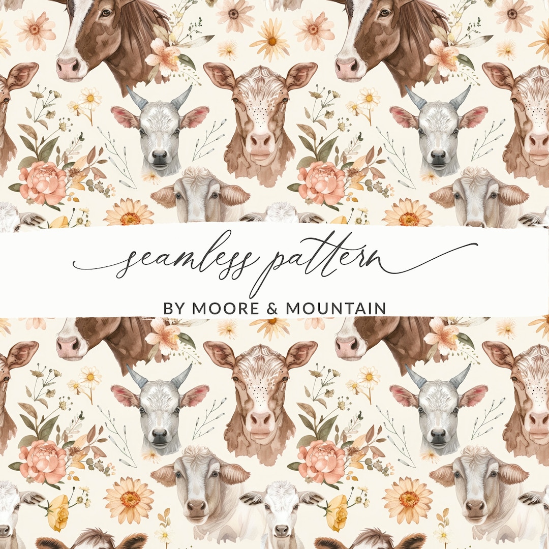 Farm Pattern, Cows Pattern, Seamless Cows Background, Farm Animals ...