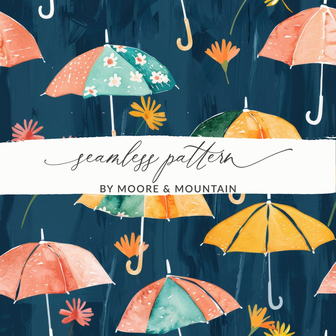 Seamless Painted Umbrellas Background, Seamless Spring Pattern for ...