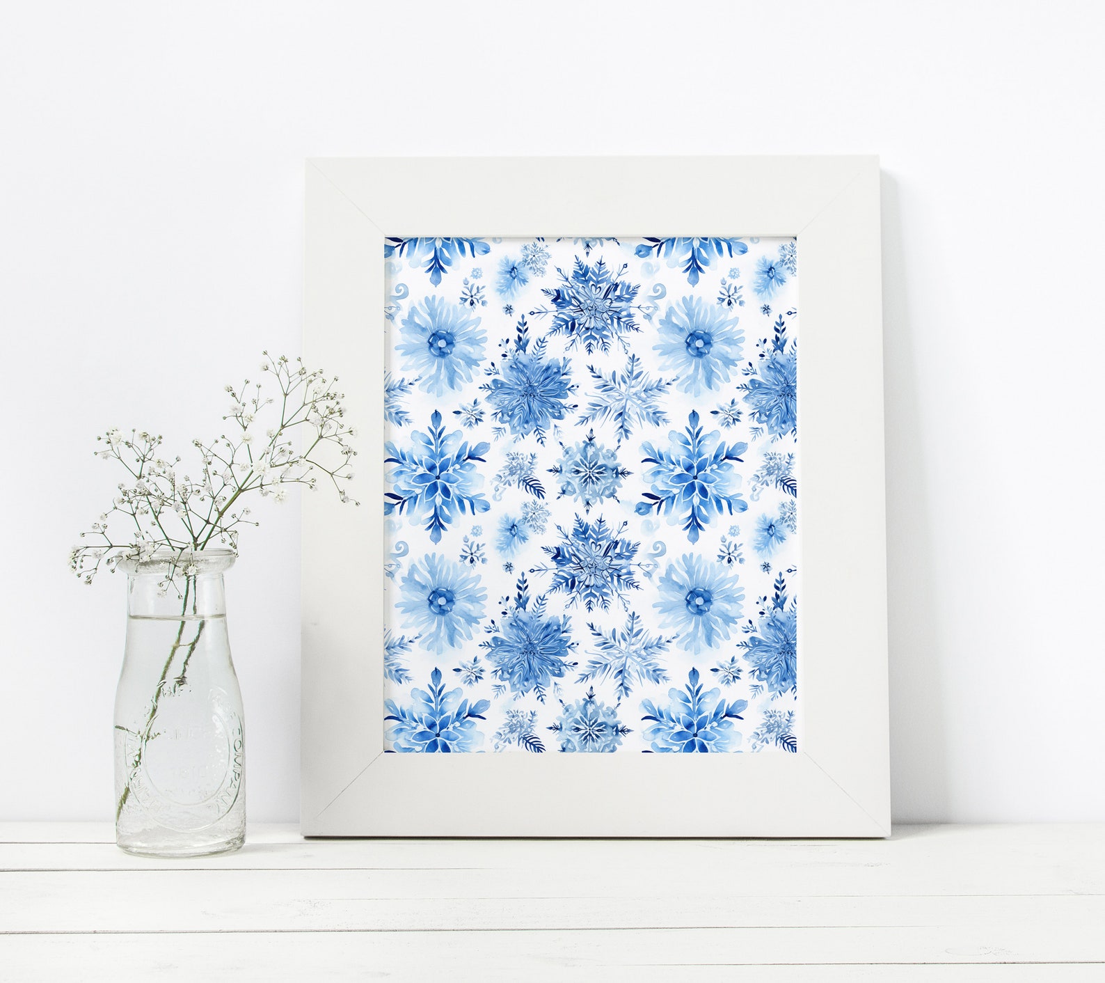 Seamless Snowflake Pattern Seamless Watercolor Snowflake Pattern, Blue ...