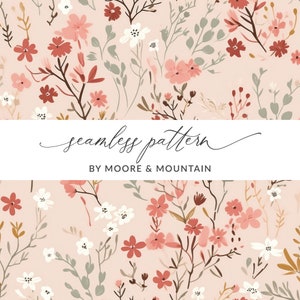Dusty Rose Seamless Pattern, Cute Light Pink Ditsy Floral Background ...