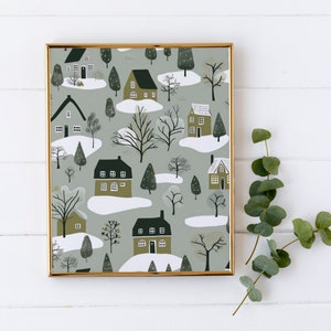 Winter Village Seamless Background Pattern Scandi Winter Pattern ...