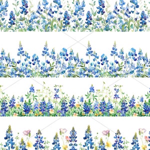 25 Watercolor Bluebonnet Clipart, Watercolor Bluebonnets Spring Clipart ...