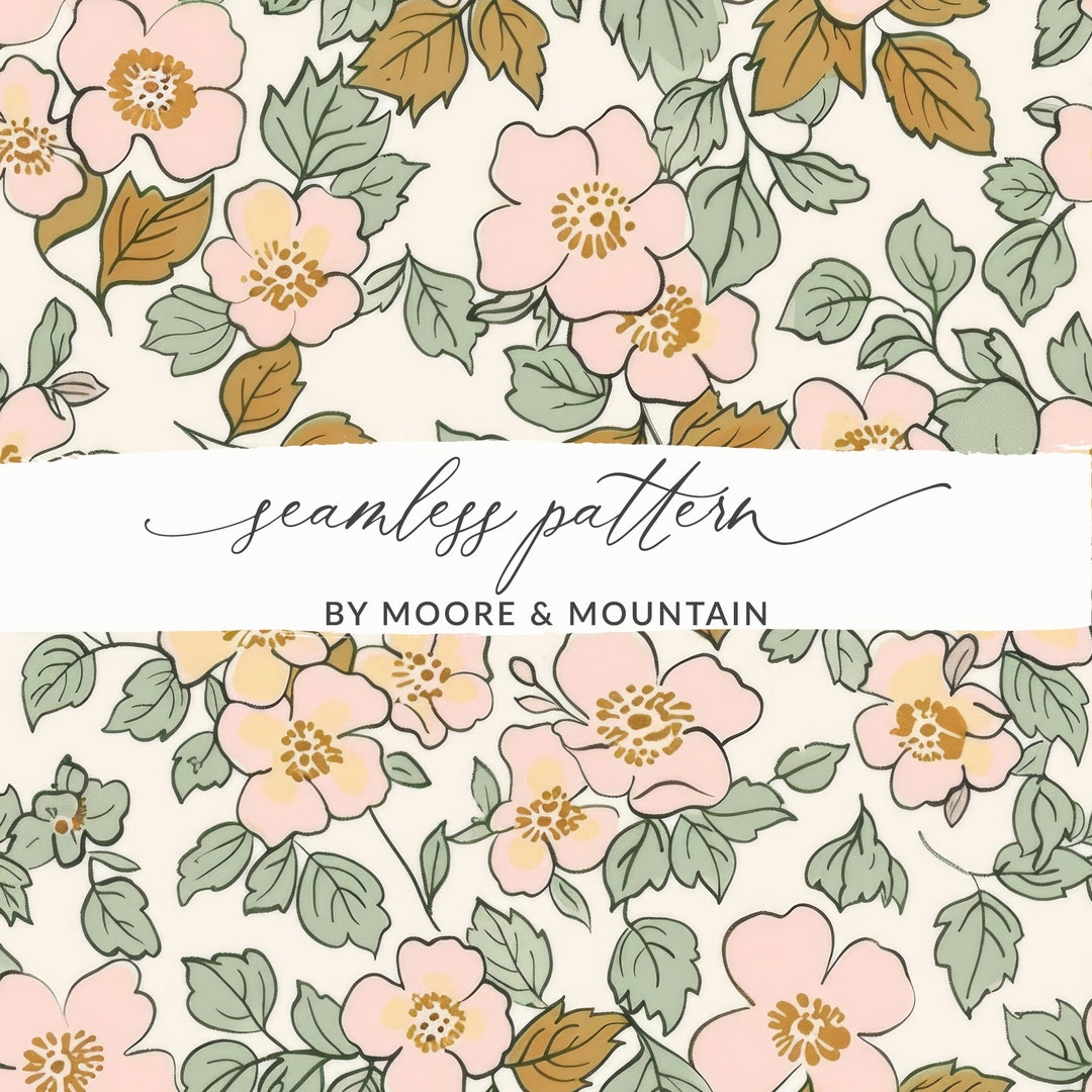 Pink and Gold Feminine Floral Pattern Wallpaper Textile Design Light ...
