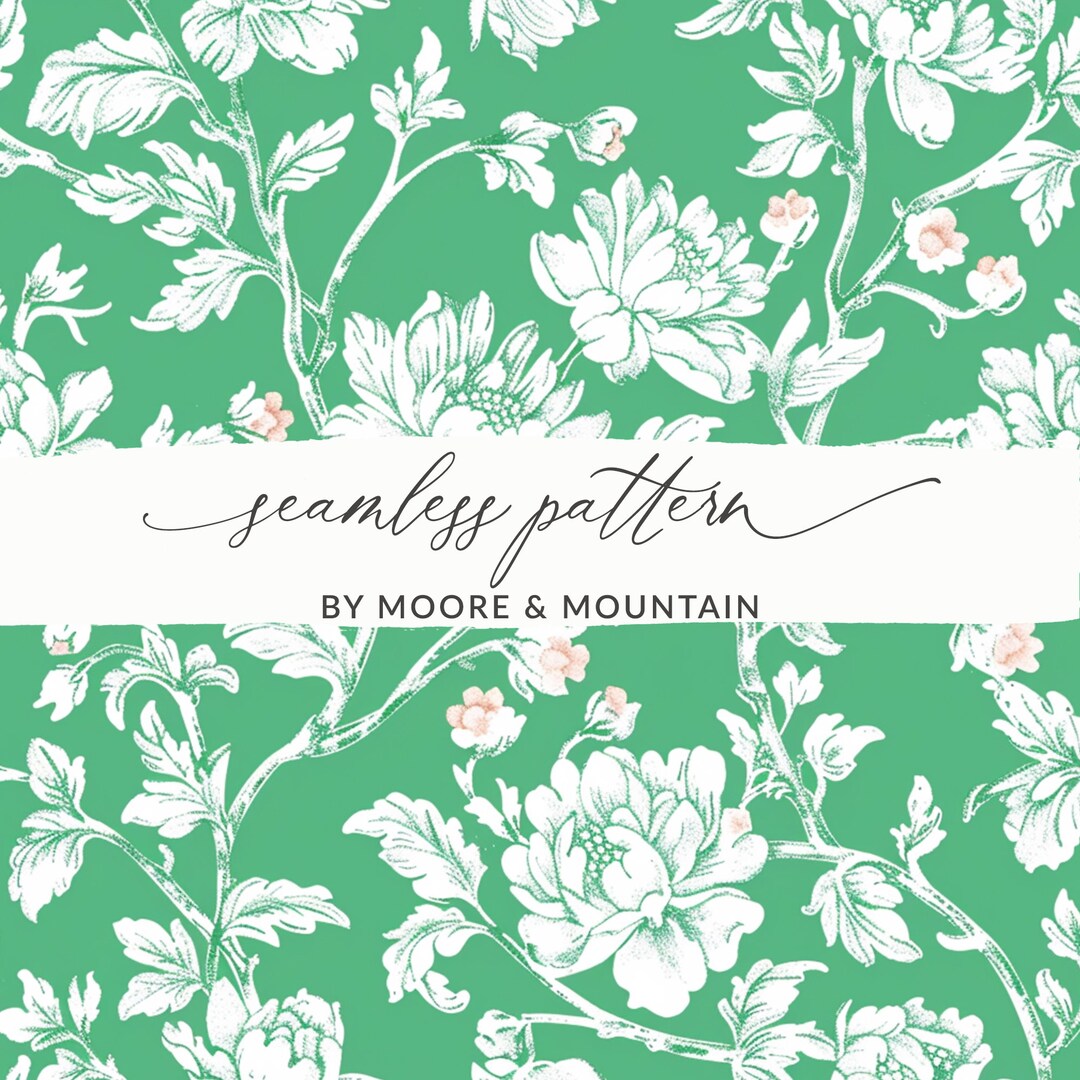 Green Floral Seamless Chinoiserie Pattern, Vintage Chinoiserie Pattern ...