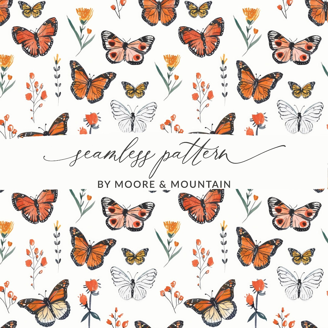 Monarch Butterflies Seamless Background Pattern Orange Butterfly ...