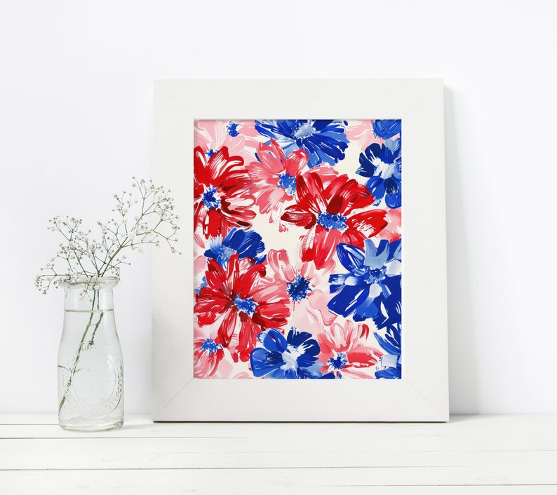 Seamless July 4th Pattern, Cute Seamless USA Floral Pattern, Seamless ...