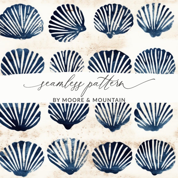 Navy Seashell Art - Etsy