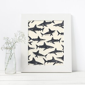 Shark Seamless Pattern, Repeating Shark Background, Seamless Pattern ...