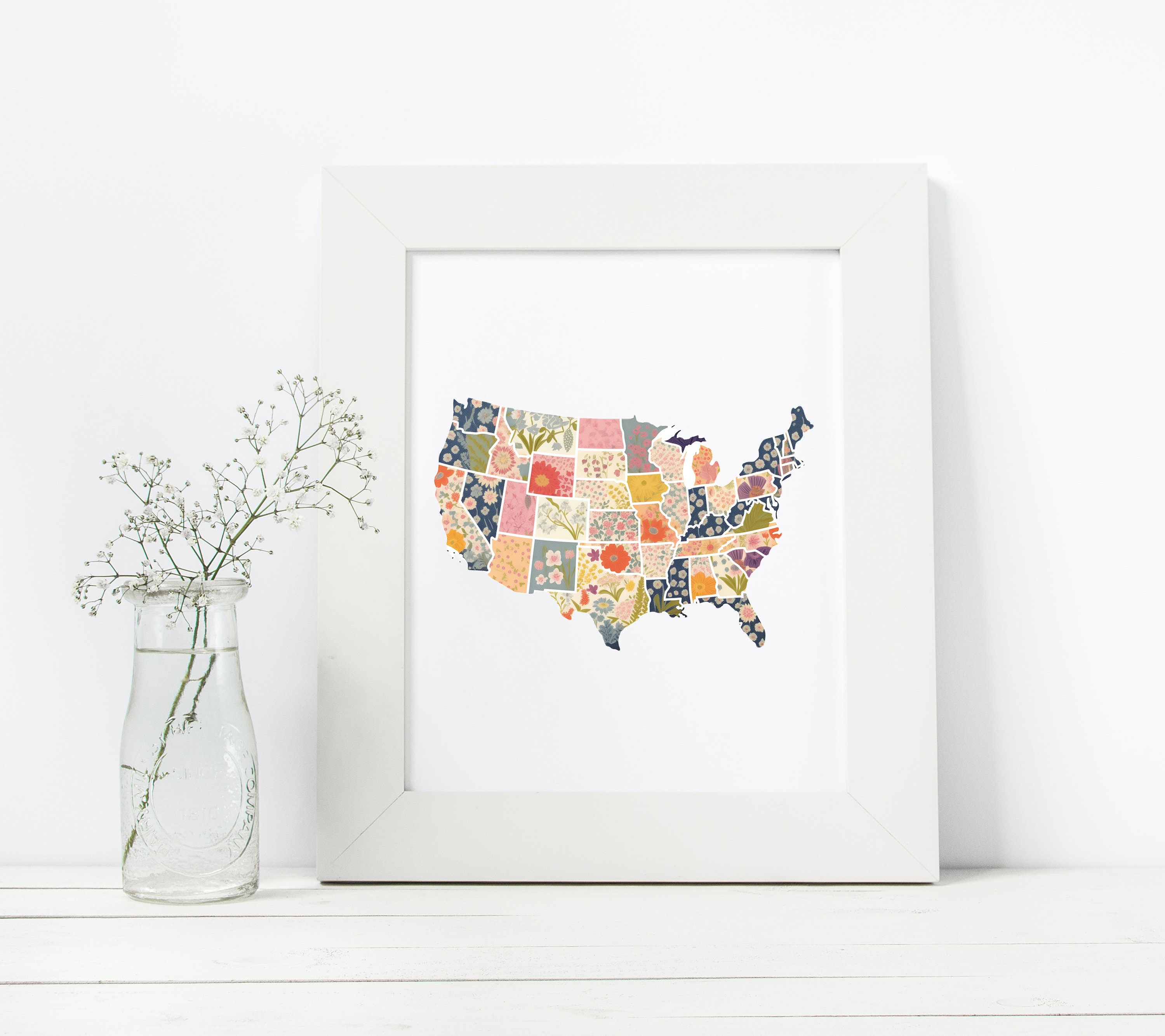 Floral United States Clipart, Watercolor United States PNG Clipart ...
