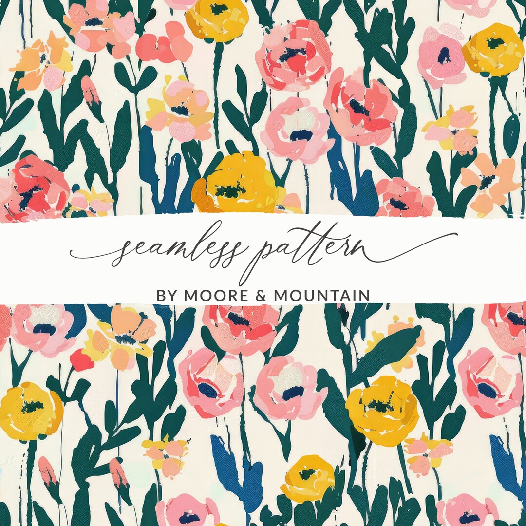 Seamless Pastel Flower Stems Pattern, Painted Yellow and Pink Spring ...