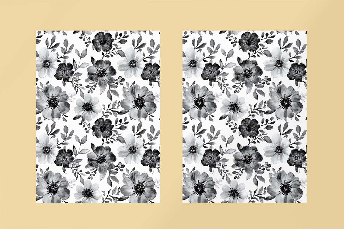 Seamless Gothic Flowers Pattern, Black Gothic Flowers Repeating ...