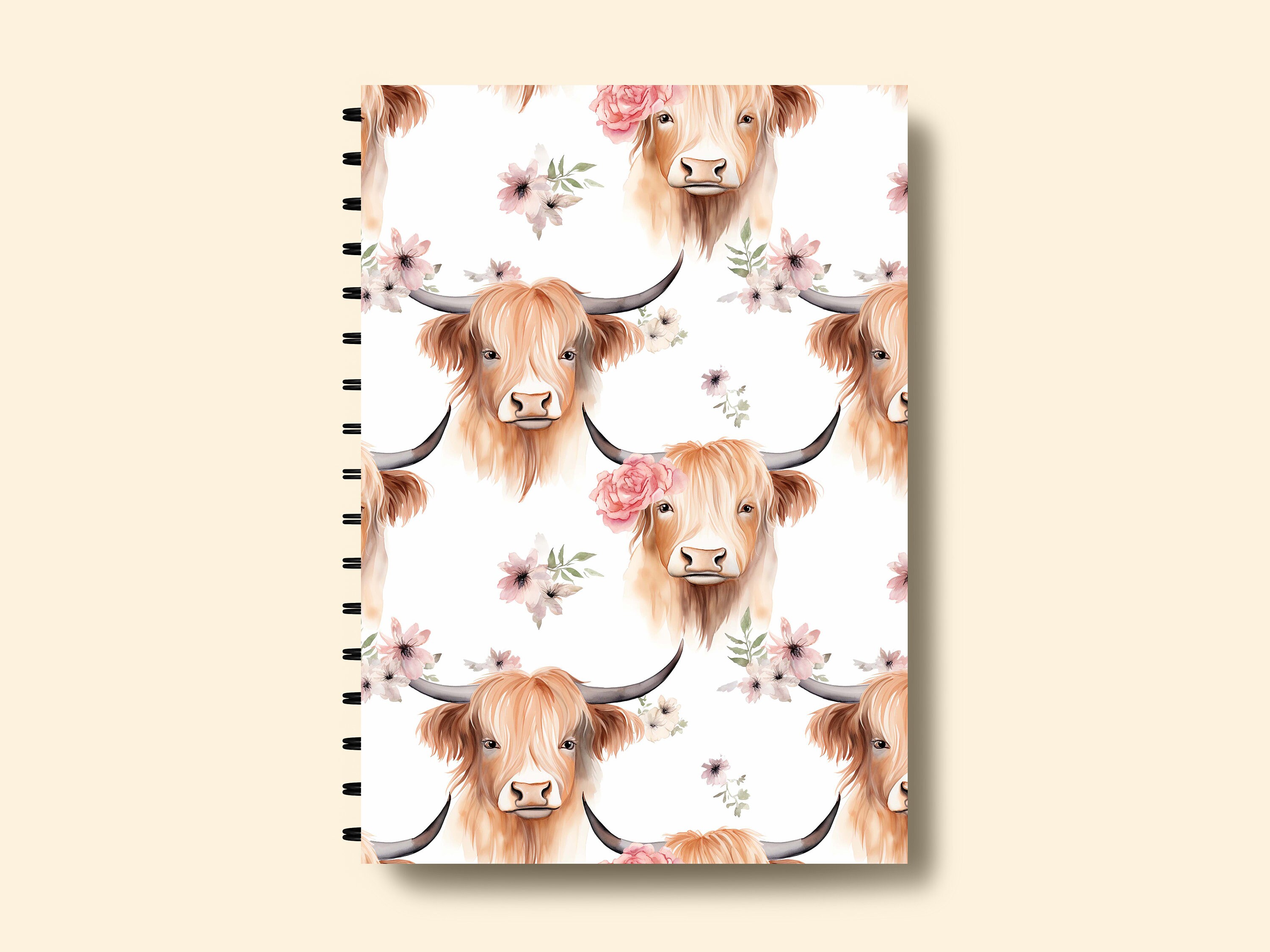 Seamless Highland Cow Pattern, Boho Highland Cow Digital Paper ...