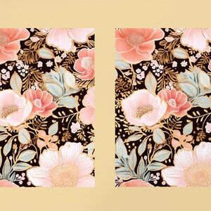 Seamless Pink and Gold Floral Pattern, Seamless Pink and Black Flower ...