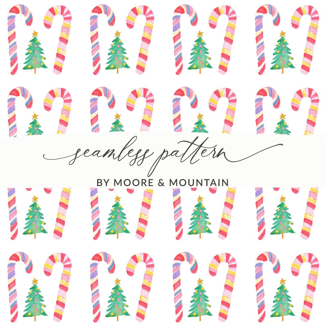 Christmas Candy Cane Seamless Pattern, Festive Xmas Digital Paper (JPEG ...