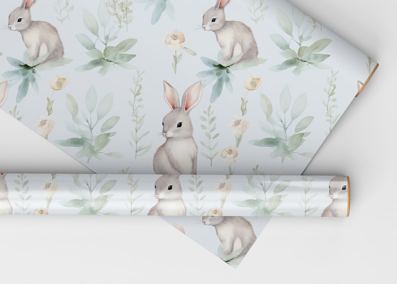 Blue Watercolor Bunny Seamless Background, Repeating Spring Bunnies ...