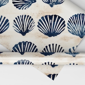 Seamless Seashell Background, Simple Blue Seashells Pattern, Repeating Clamshell Pattern ...