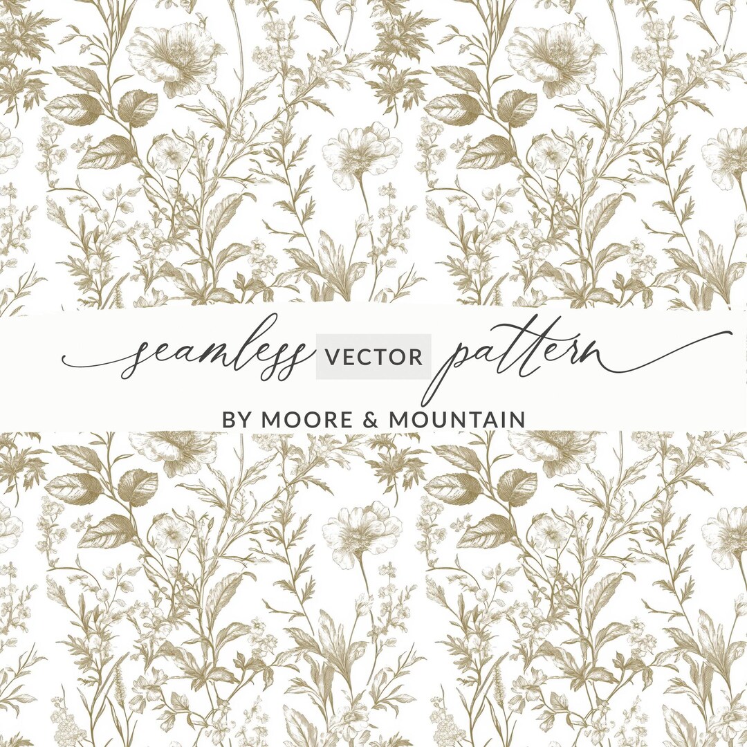 VECTOR Gold Floral Digital Paper, Seamless Gold Toile Design, Botanical ...