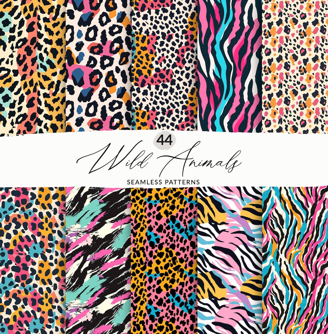 44 Wild Animal Print Seamless Pattern Set, Girly Leopard Print Patterns ...