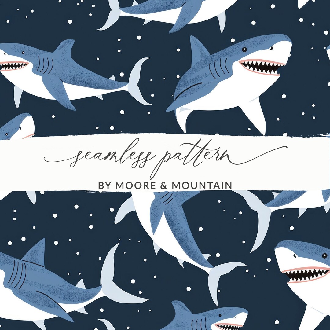 Sharks Seamless Background Pattern for Boys Shark Print Digital ...