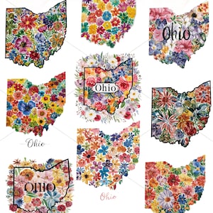 State of Ohio Clipart, Ohio State PNG, Floral Ohio State With Flowers ...