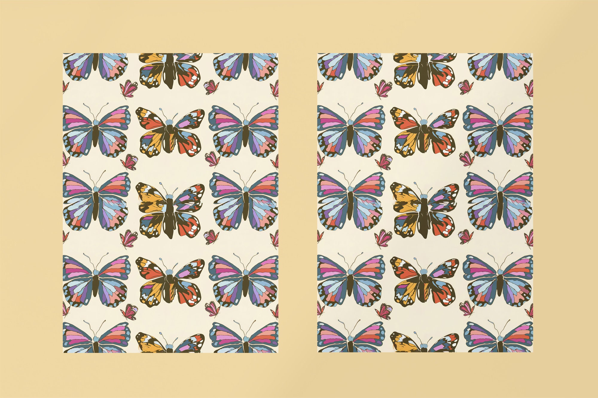 Boho Butterfly Seamless Pattern, Modern Butterflies Seamless Background ...