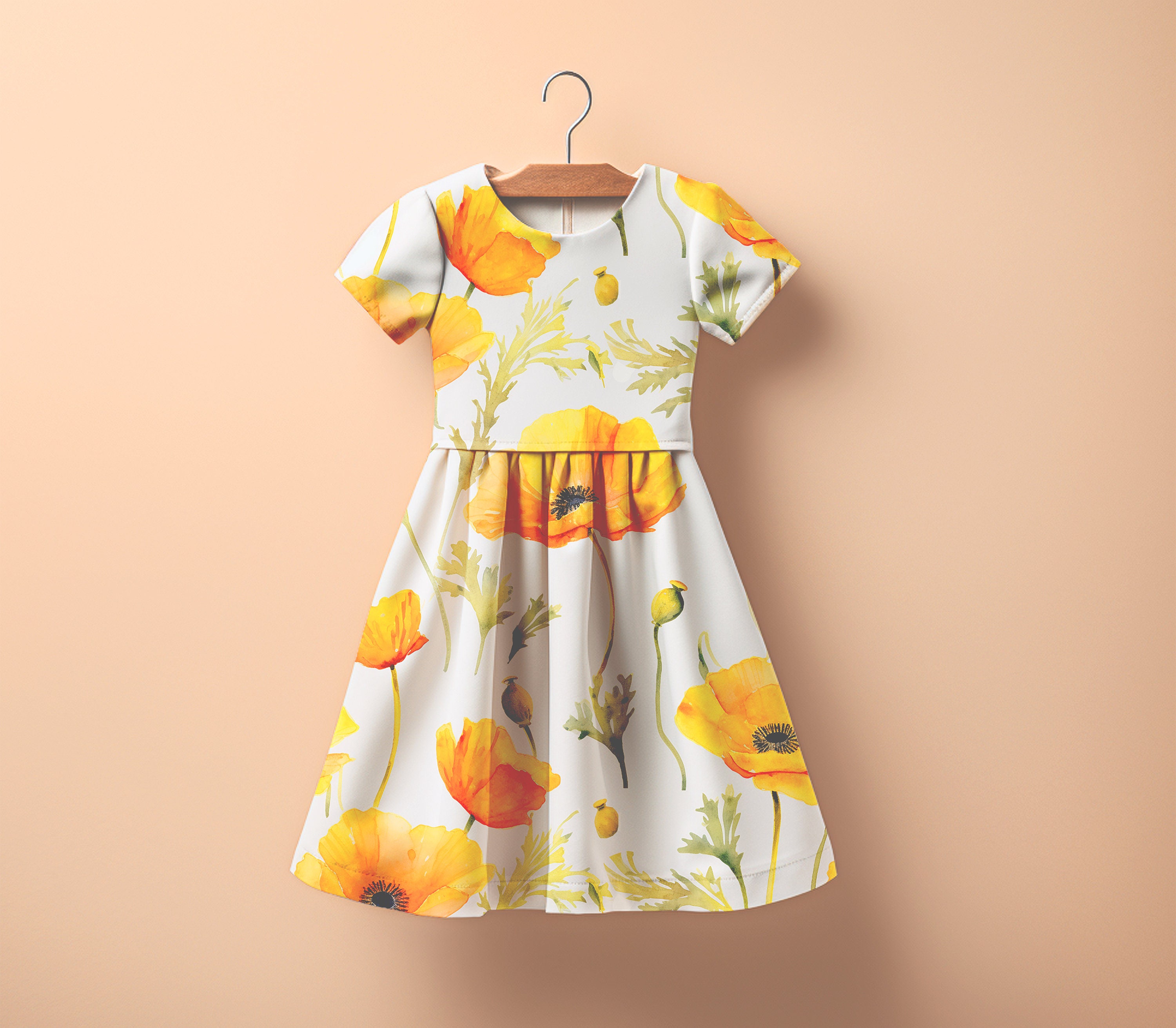 Seamless Mustard Yellow Poppy Pattern Seamless Watercolor Poppies ...