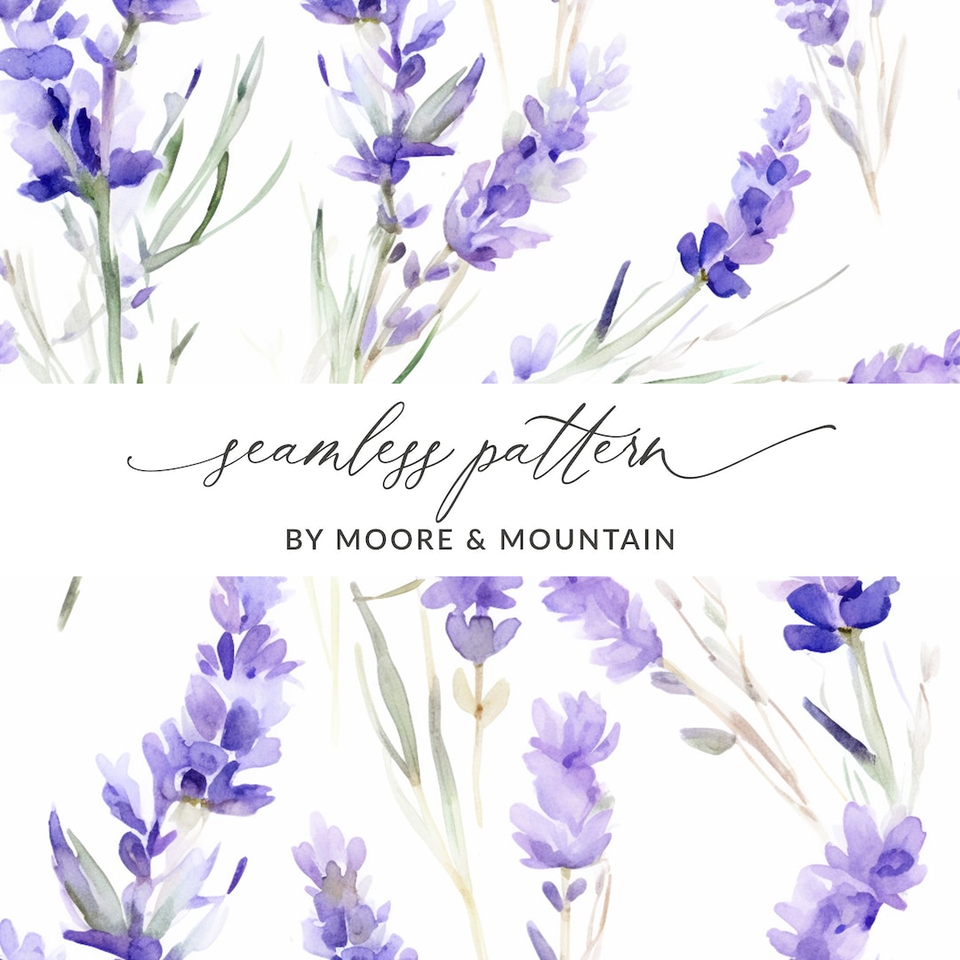 Watercolor Lavender Background, Lavender Stems Seamless Pattern, Sprigs ...