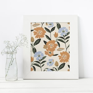 Modern Vintage Flora Pattern Seamless Neutral Modern Flowers Background ...