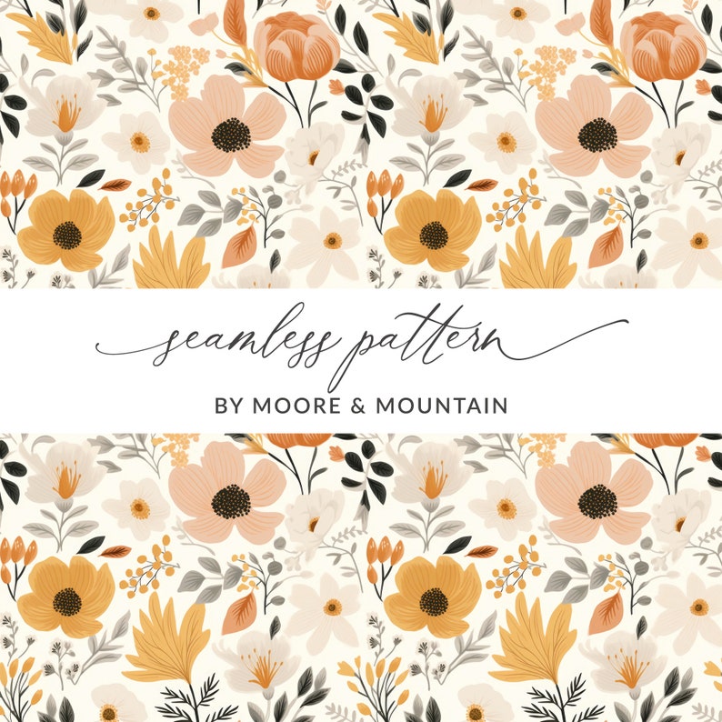 Neutral Floral Pattern, Seamless Flower Background Repeating Background ...