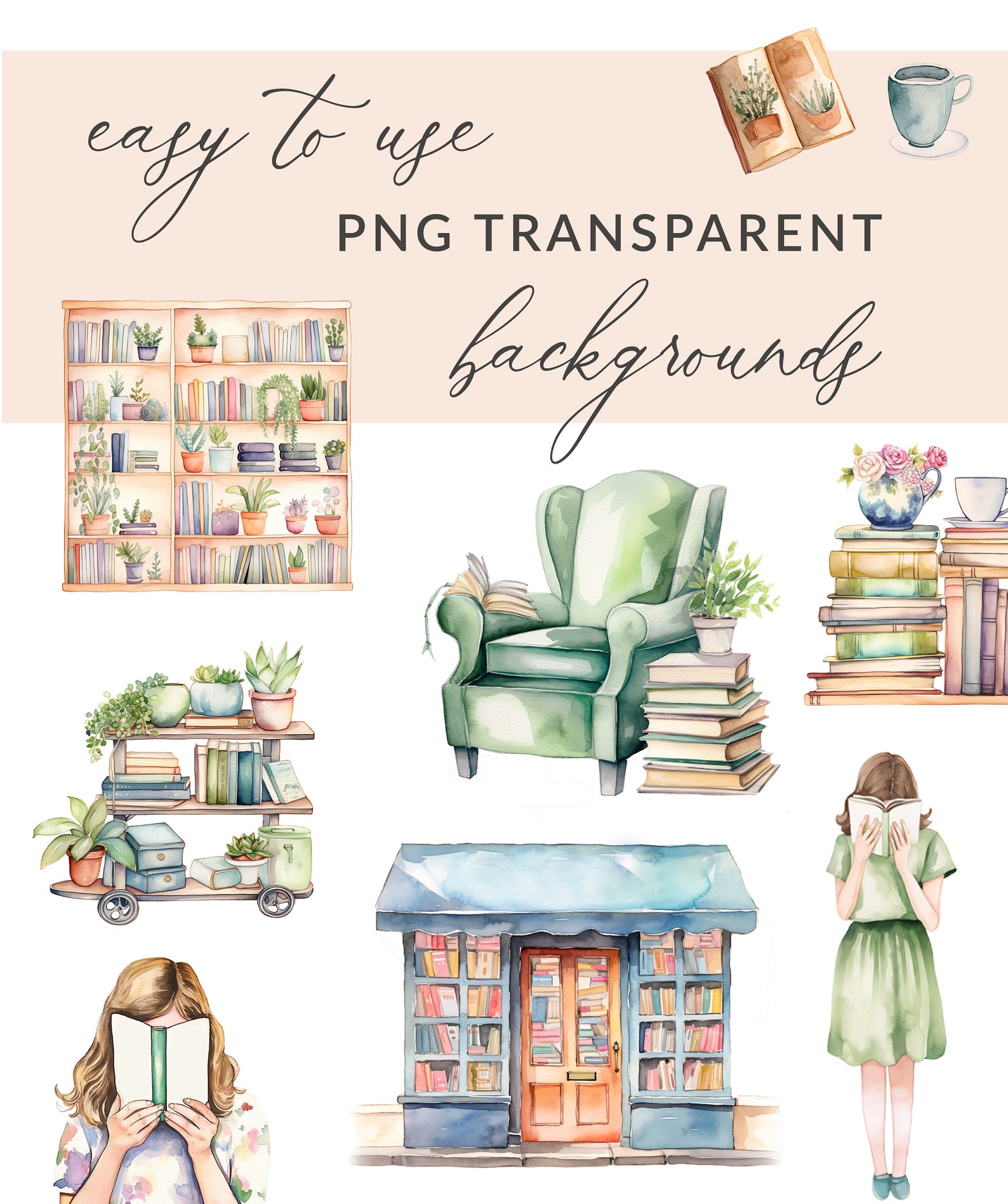 Watercolor Books Clipart, Watercolor Book Clipart, Watercolor Clipart ...