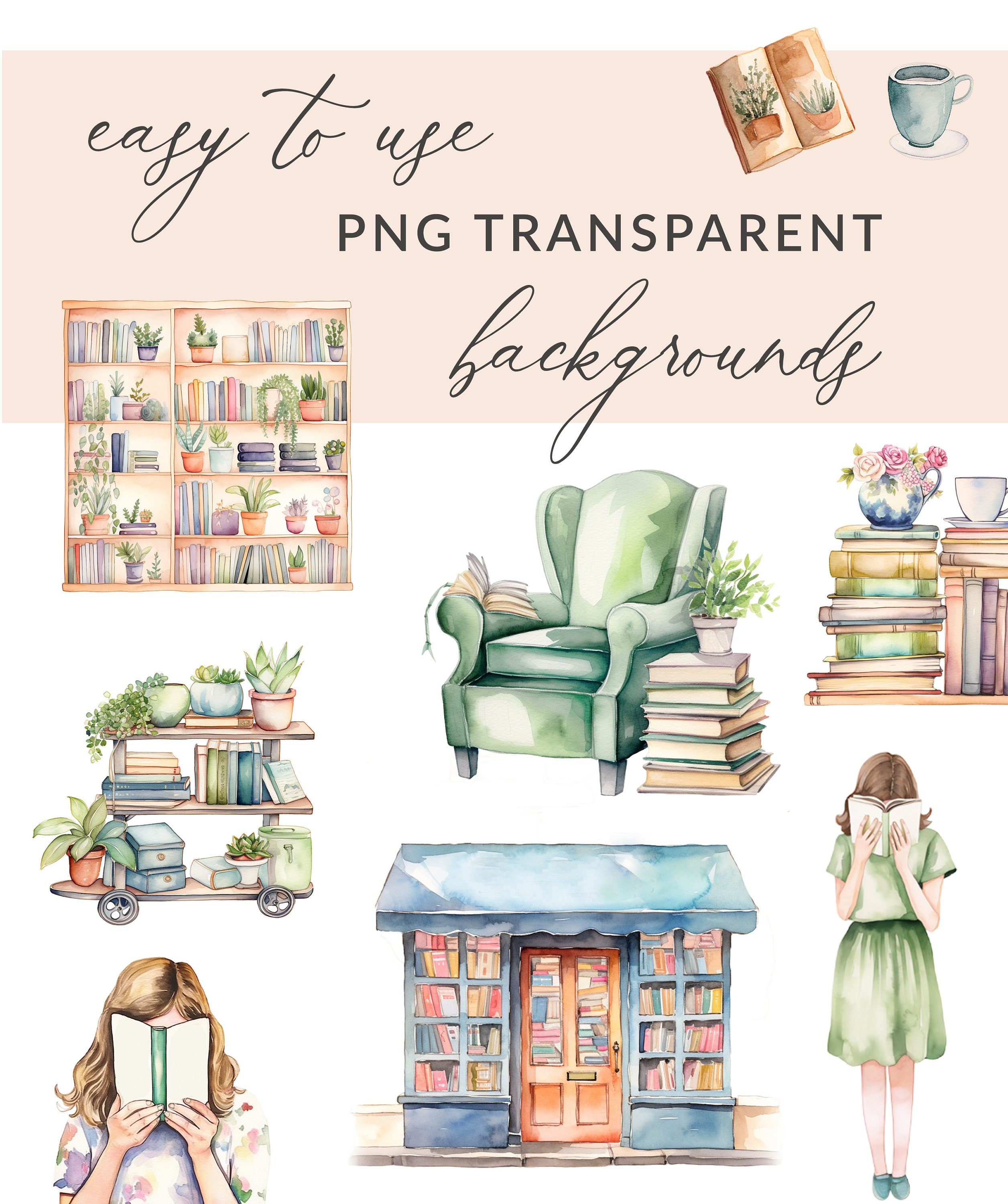 Watercolor Books Clipart, Watercolor Book Clipart, Watercolor Clipart ...