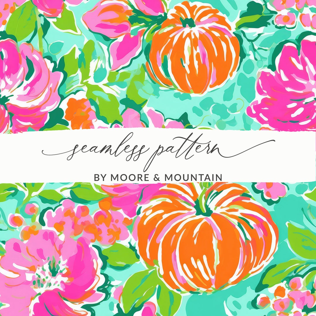 Preppy Pumpkin Digital Pattern Seamless Hot Pink Pumpkins Pattern Cute ...