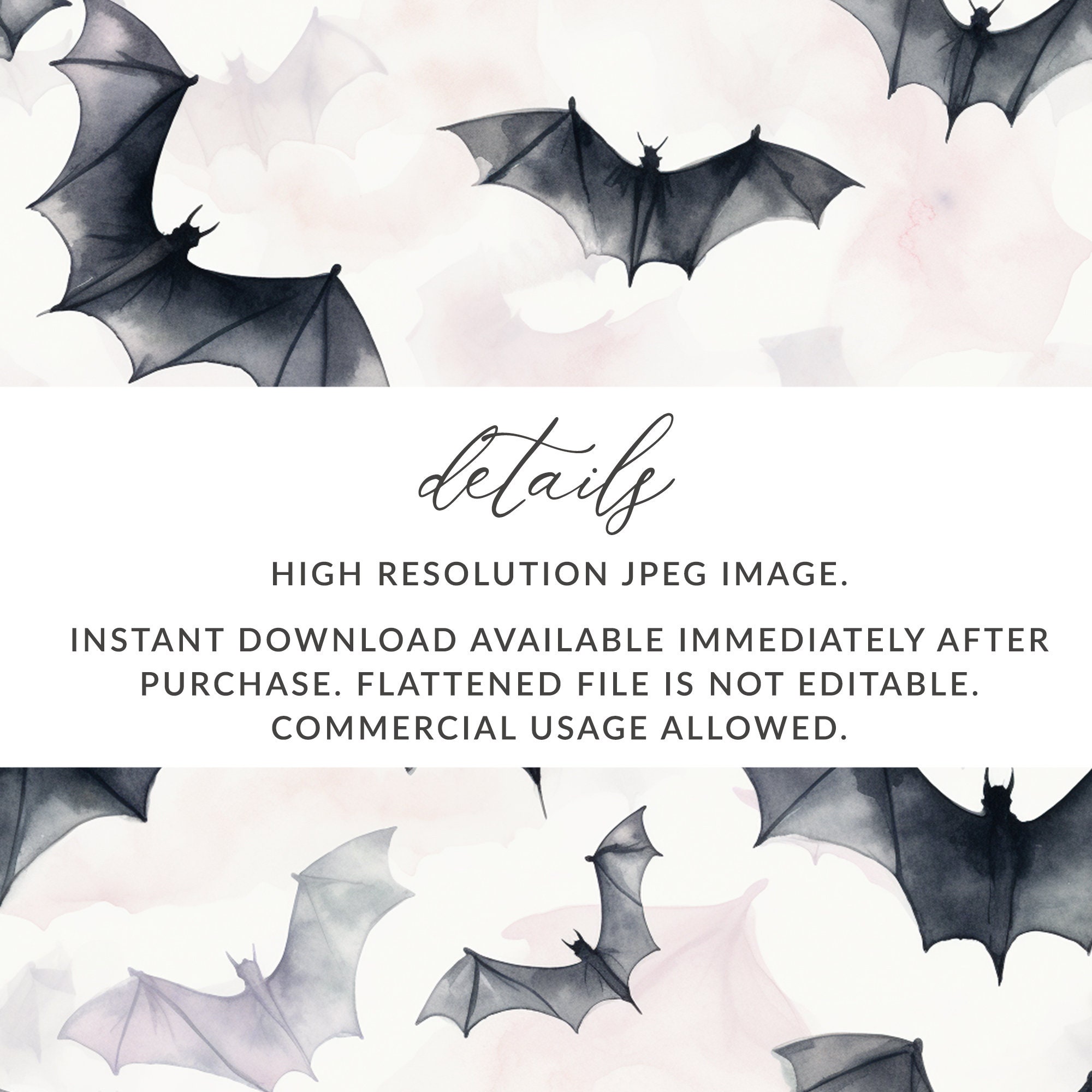 Seamless Bat Patterns, Watercolor Bats Seamless Patterns, Bats Digital ...