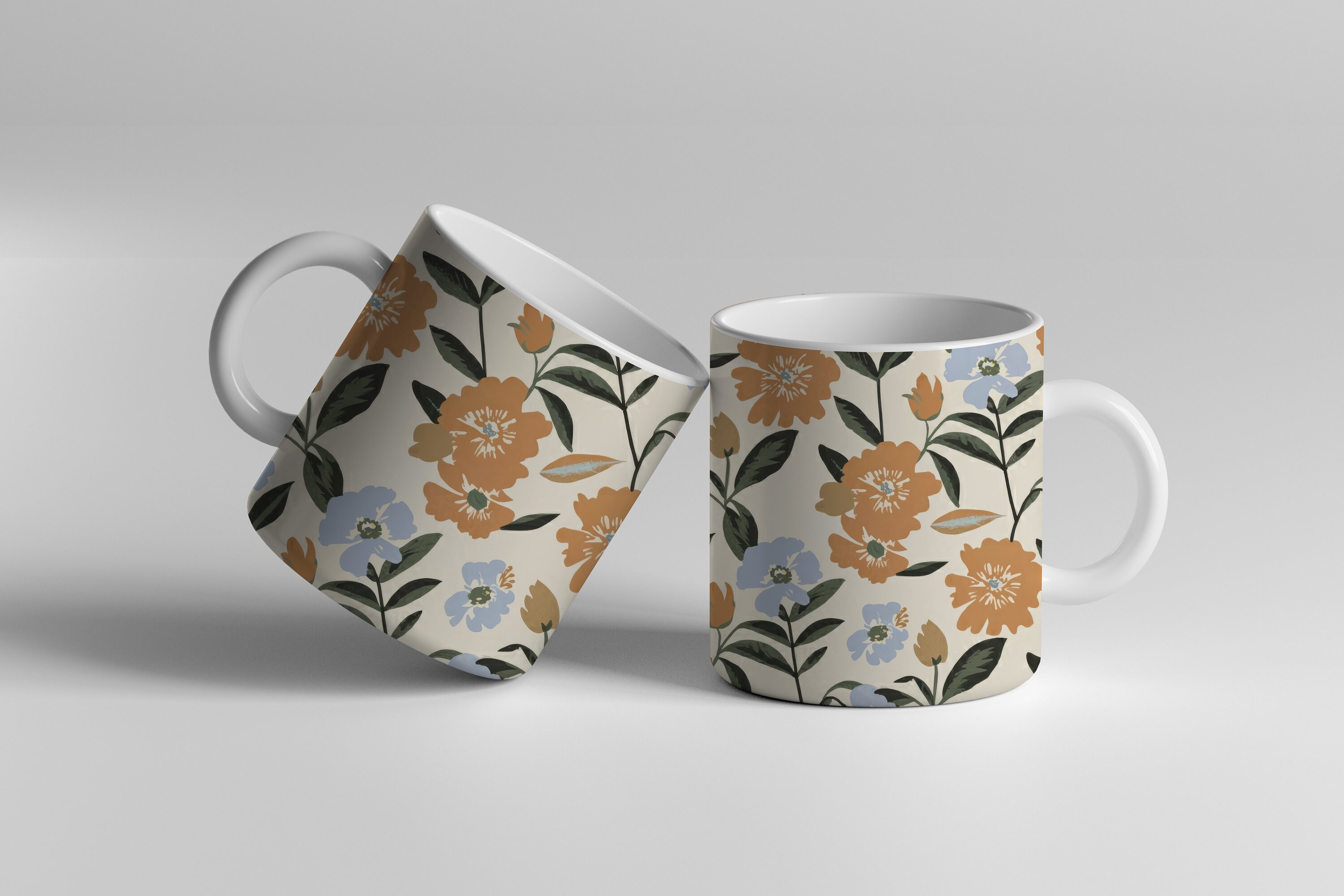 Modern Vintage Flora Pattern Seamless Neutral Modern Flowers Background ...