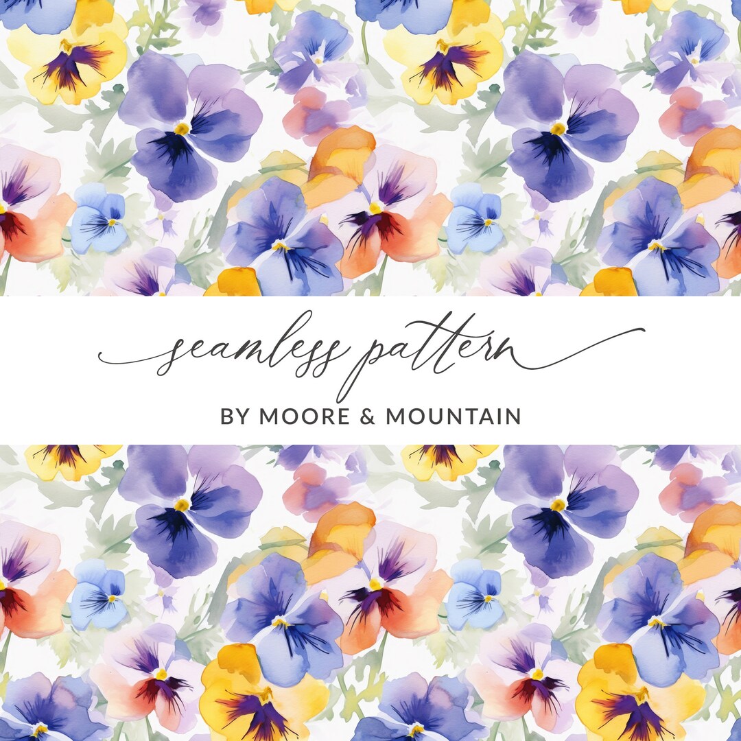 Seamless Pansies Background Pattern, Watercolor Pansy Floral Background ...