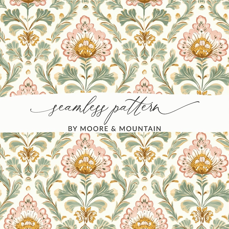 Gold Damask With Green - Etsy