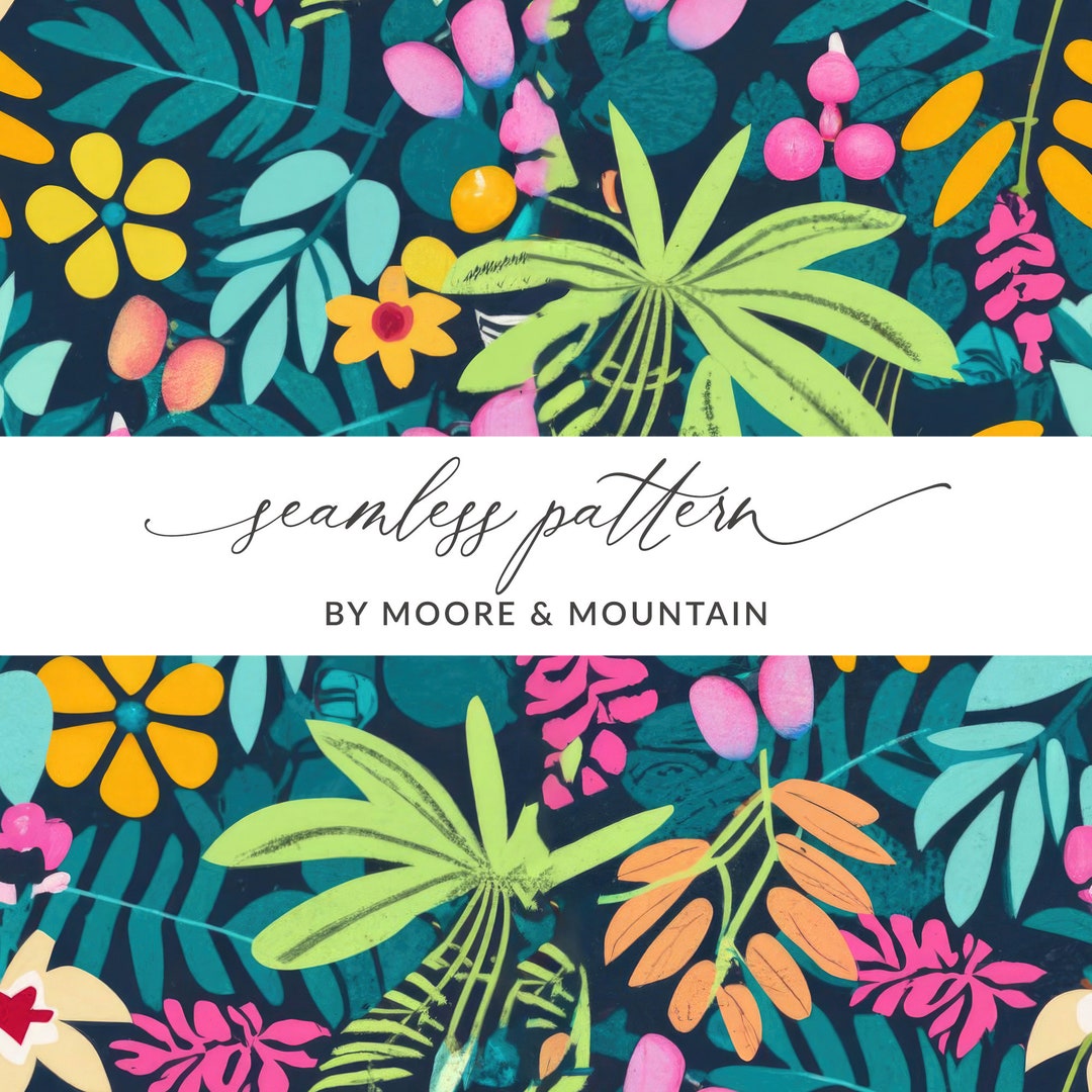 Seamless Jungle Background Pattern, Jungle Repeating Background Pattern Jungle Digital Paper ...