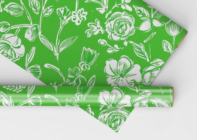 Neon Green Sketched Floral Seamless Pattern, Lime Green Floral Pattern ...