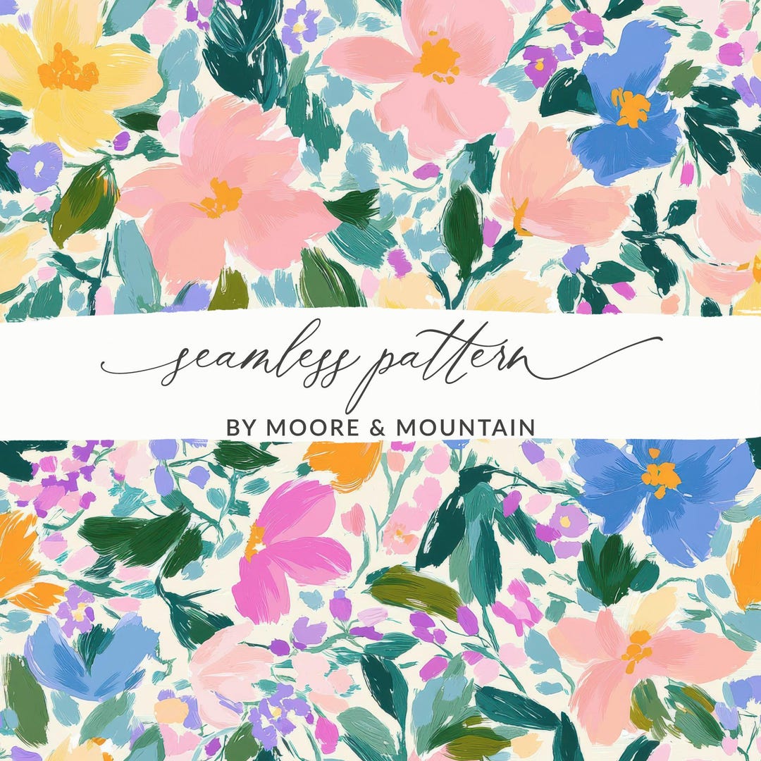 Floral Pattern Digital Paper, Seamless Flower Design, Pastel Colors ...