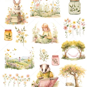 70 Spring Cottagecore Clipart Set, Watercolor Cottagecore Clipart ...