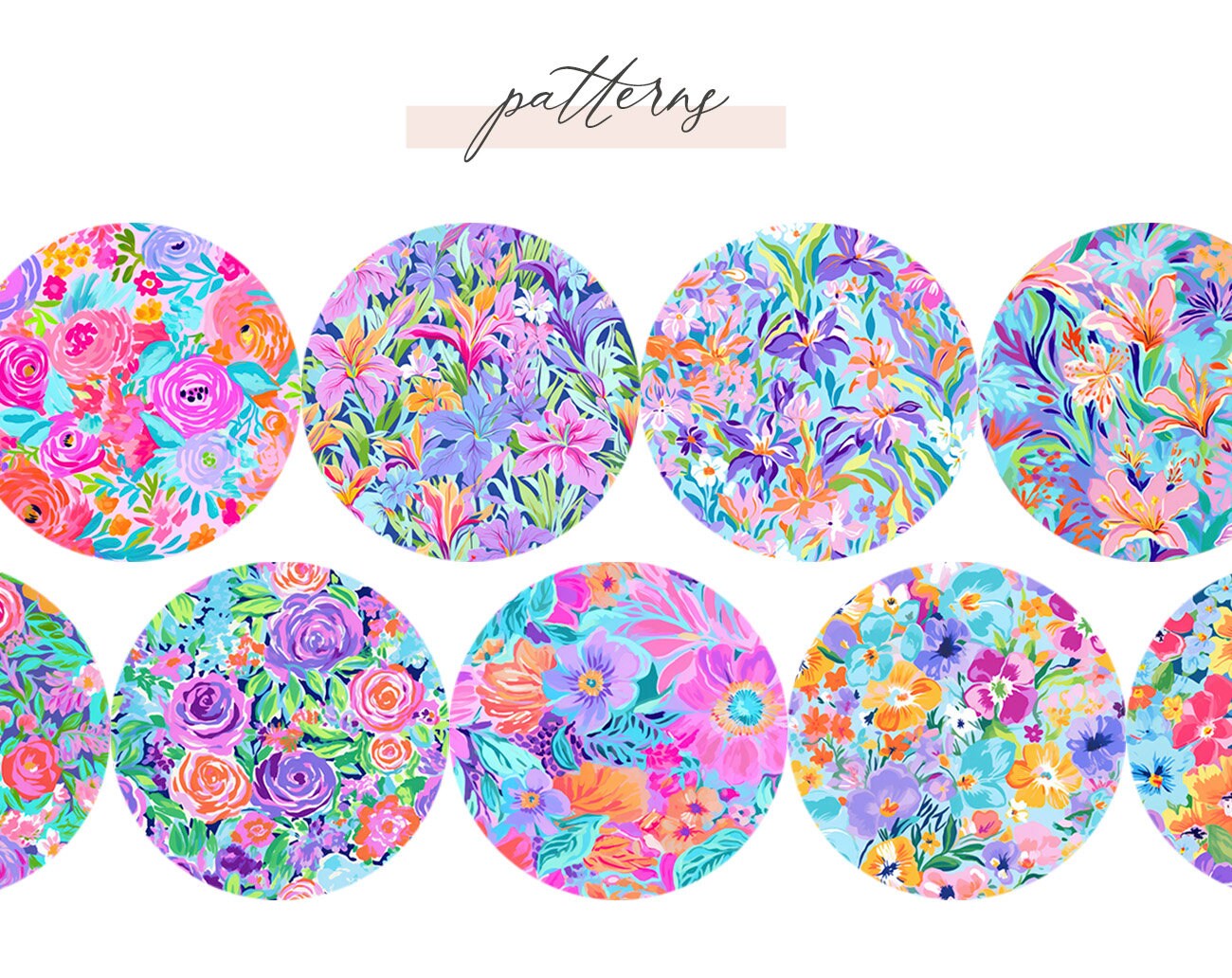 30 Purple Floral Seamless Patterns Purple Flowers, Preppy Spring Flower ...