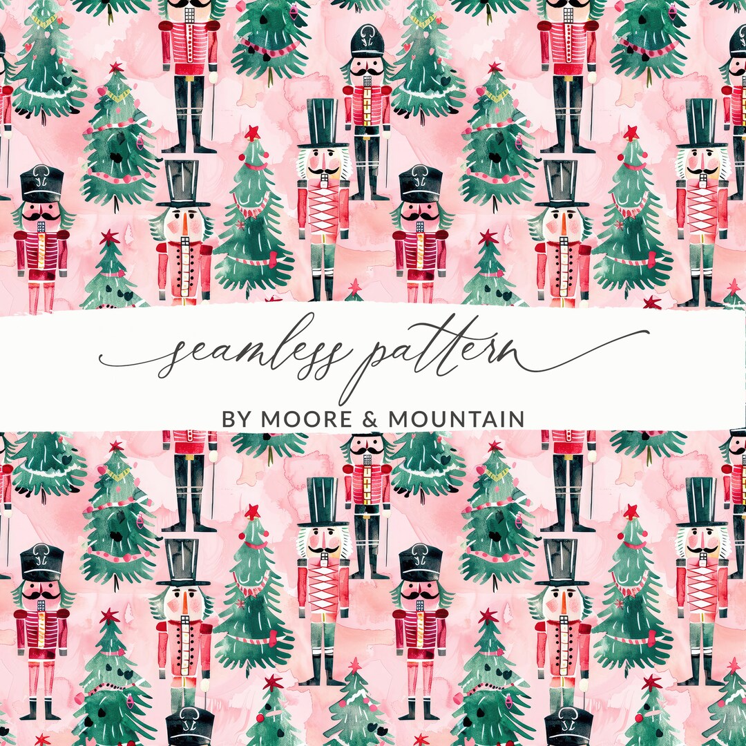 Watercolor Nutcracker Seamless Background Pattern Painted Christmas ...