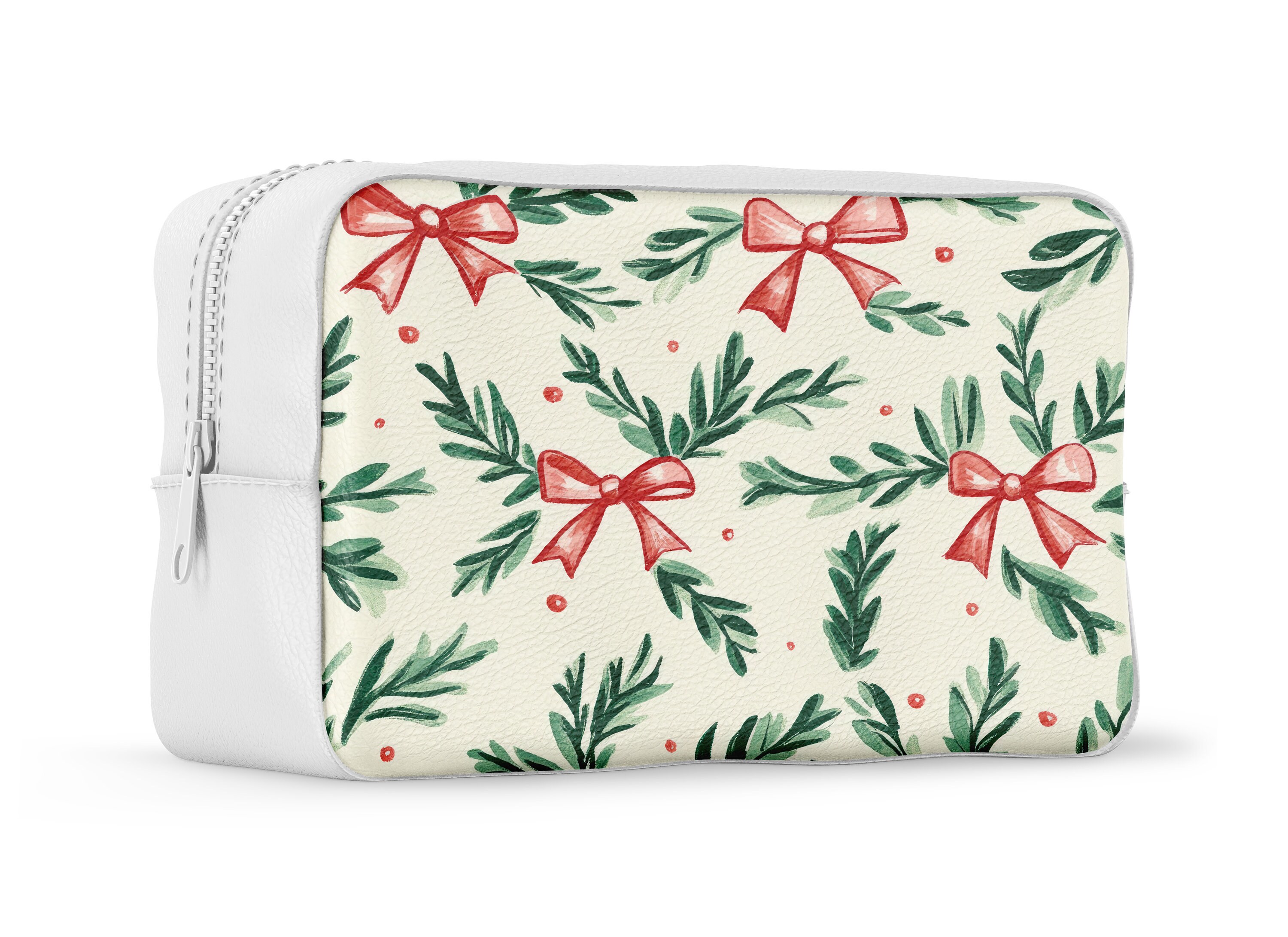 Christmas Holly Leaves and Red Bows Seamless PNG Digital Pattern File ...