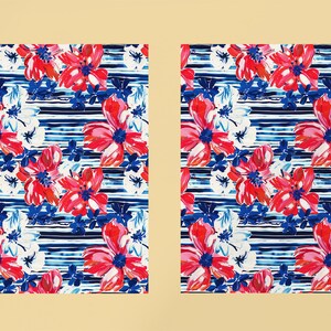 Red White and Blue Flowers Seamless Patriotic Pattern, Seamless Red ...