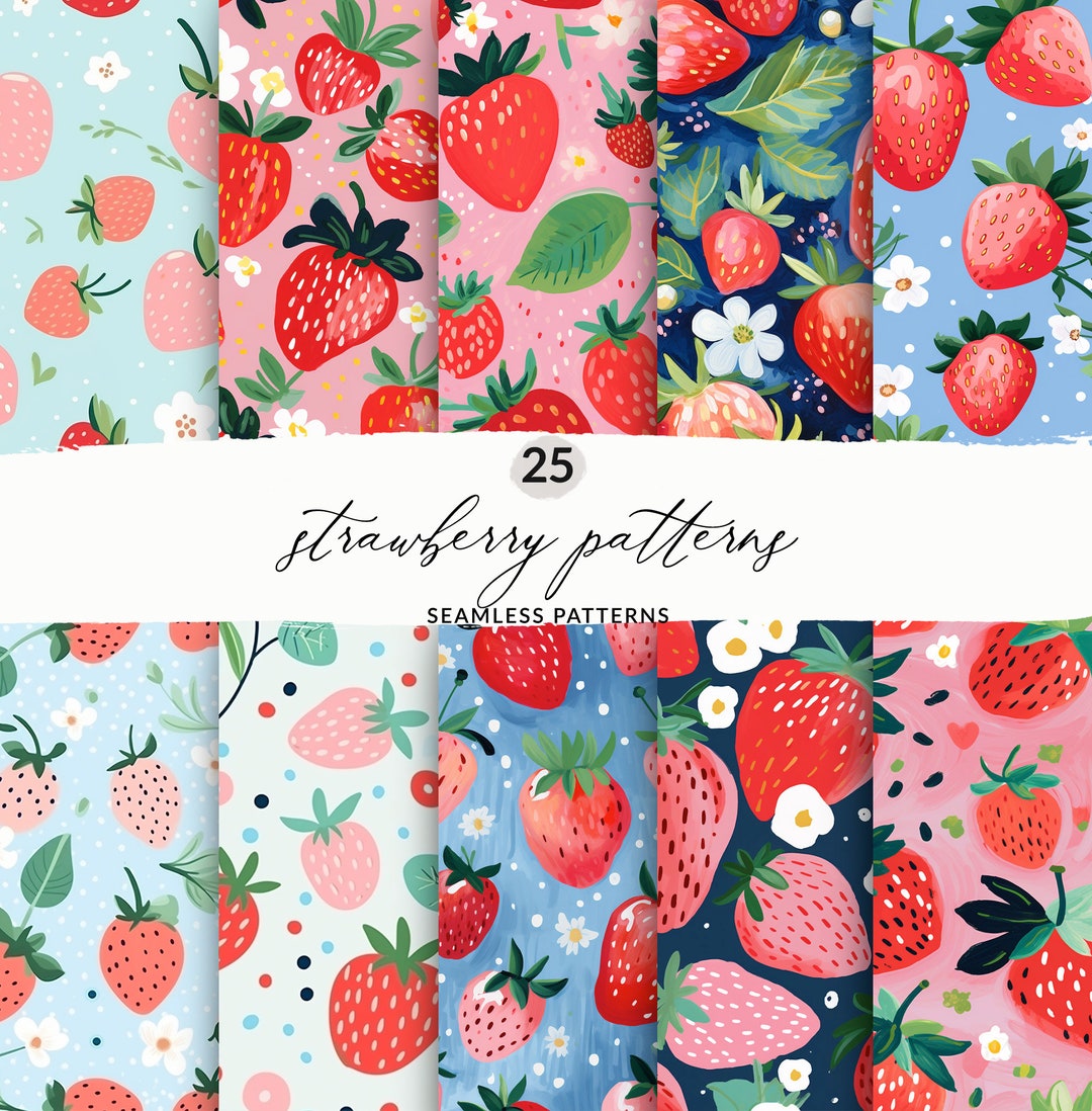 Seamless Pattern Strawberries Seamless Digital Background,repeating ...