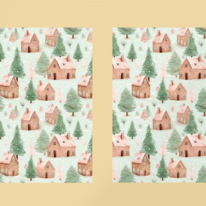Cute Pink Gingerbread House Seamless Background Pattern, Seamless ...