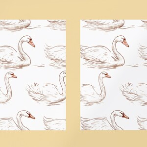 Seamless Swan Pattern, Sketched Swans Seamless Background Pattern, Cute ...