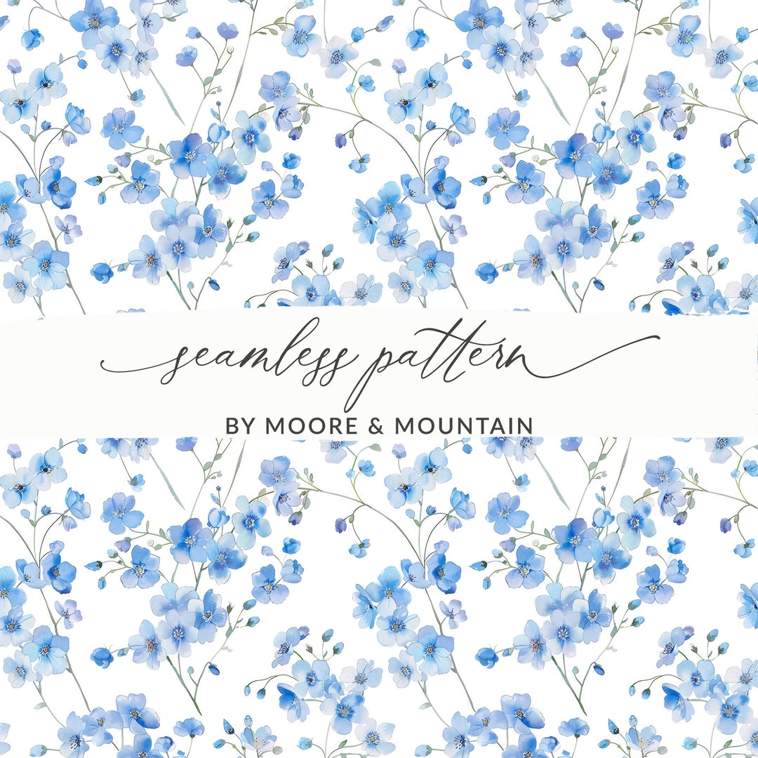 Dainty Blue Floral Pattern, Forget Me Nots Seamless Pattern, Blue and ...