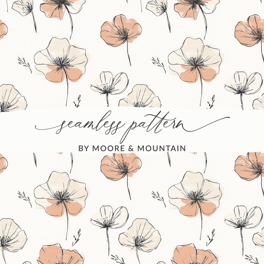 Seamless Neutral Pattern, Neutral Floral Pattern, Seamless Line Art ...